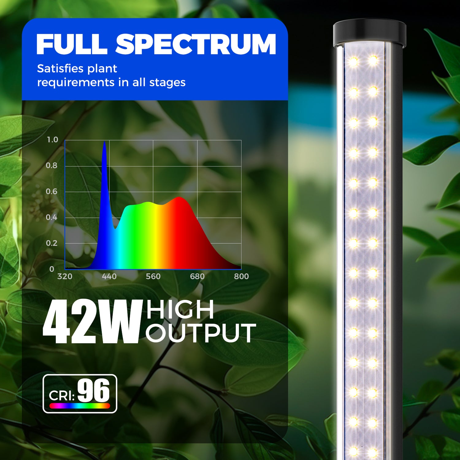 Barrina T10 42W LED Standing Grow Light 4FT 5000K | Full Spectrum & Ve