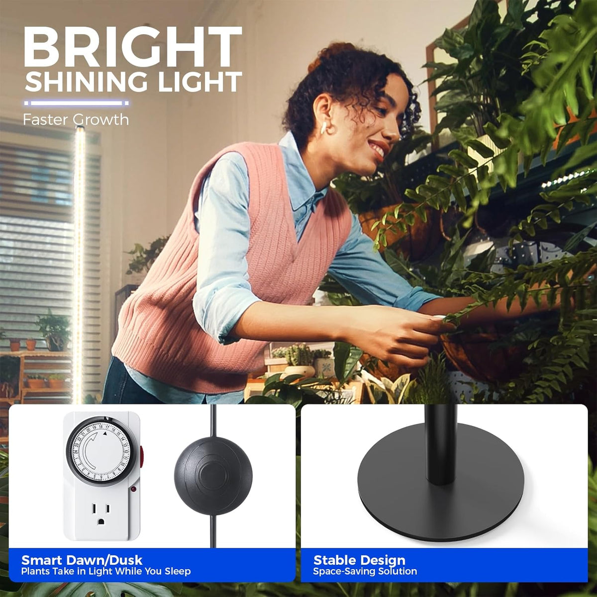 Barrina T10 Pro 42W LED Standing Grow Light 4FT-5.6FT 3000K+6500K+660n