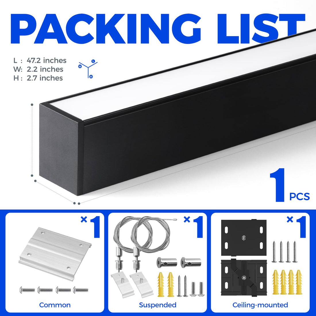 Barrina 5568-0-10V Series 2nd-Generation 45W LED Linear Lights 4FT 300